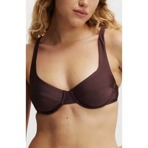 Cotton:on Underwire Balconette Bikini Top - Willow Brown Shimmer