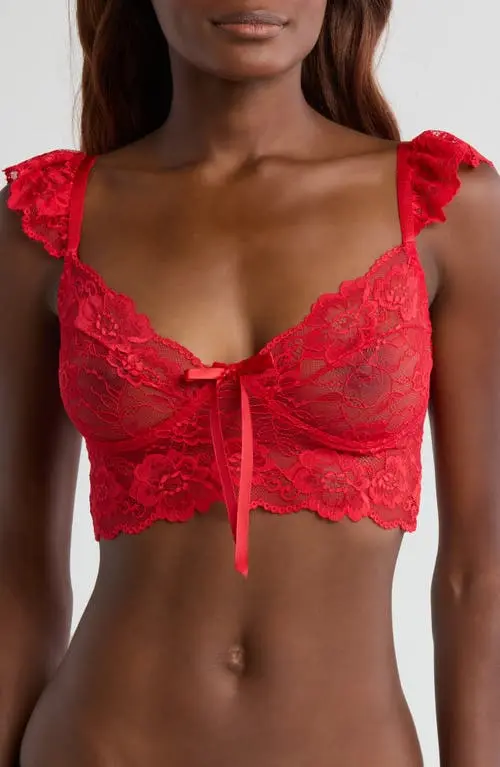 COQUETTE Lace Longline Bralette - Red