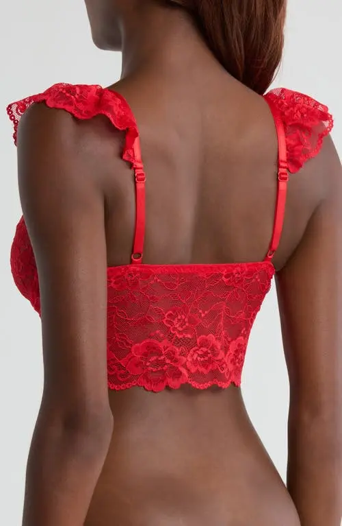COQUETTE Lace Longline Bralette - Red
