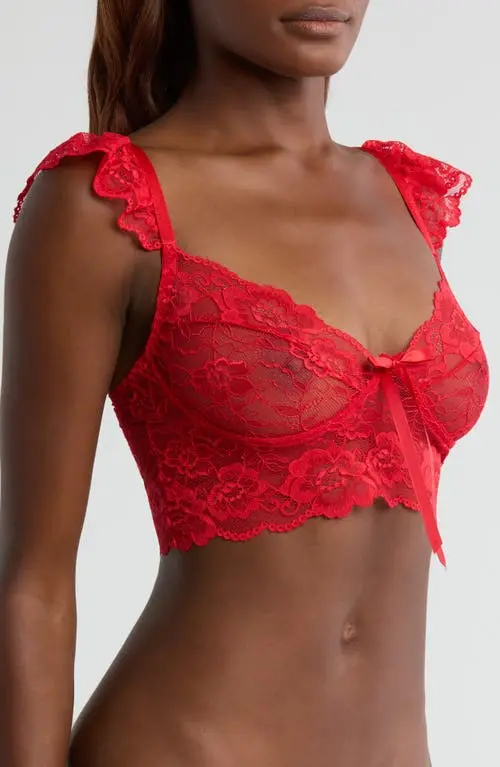 COQUETTE Lace Longline Bralette - Red