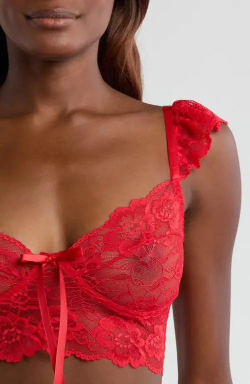 COQUETTE Lace Longline Bralette - Red