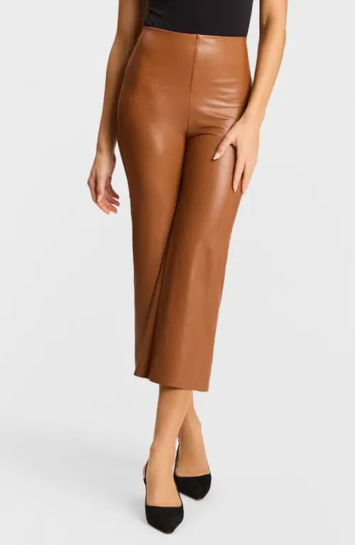 Commando Faux Leather Crop Wide Leg Pants - Cognac