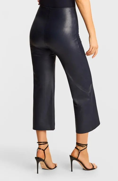 Commando Faux Leather Crop Wide Leg Pants - Navy