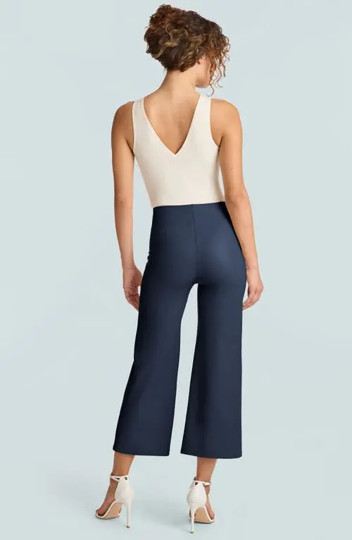 Commando Faux Leather Crop Wide Leg Pants - Navy