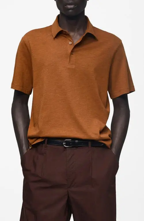 Mango Regular Fit Cotton Slub Polo - Brown