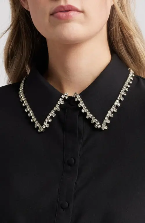 NIKKI LUND Sylvi Rhinestone Collar Shirt - Black