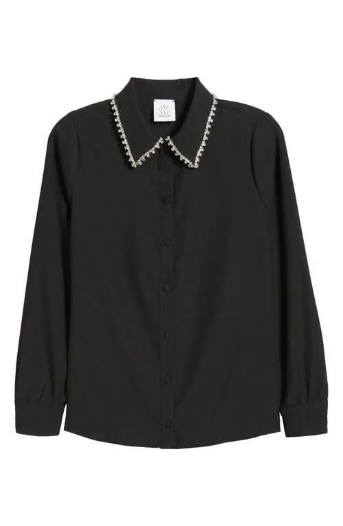 NIKKI LUND Sylvi Rhinestone Collar Shirt - Black