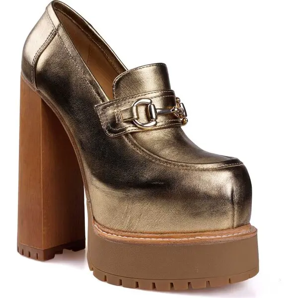ZIGI Thai Platform Loafer Pumps - Metallic Gold