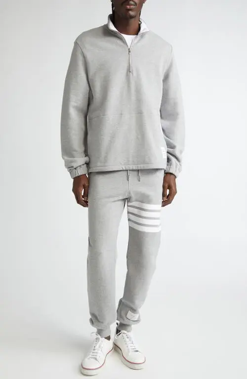 Thom Browne 4-bar Stripe Funnel Neck Half Zip Sweatshirt - Light Grey