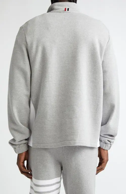 Thom Browne 4-bar Stripe Funnel Neck Half Zip Sweatshirt - Light Grey