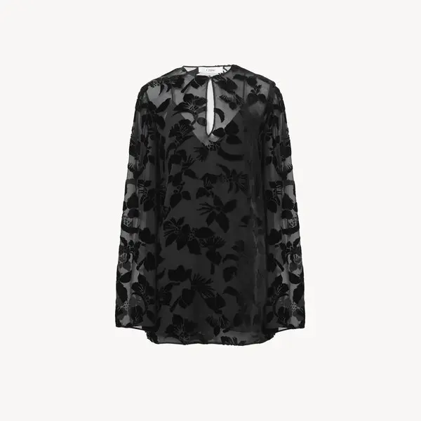 Chloé Puff-sleeve Mini Dress In Velvet