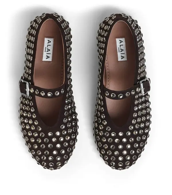 Alaïa Suede Ballet Flats - Brown