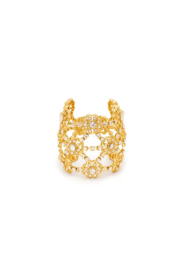 KENNETH JAY LANE Flower Cluster Cuff Bracelet - Gold