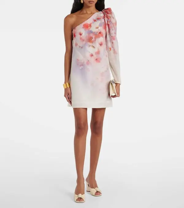Zimmermann Scarlet Floral Linen And Silk Minidress
