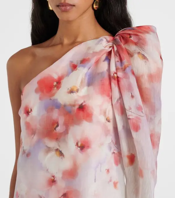 Zimmermann Scarlet Floral Linen And Silk Minidress