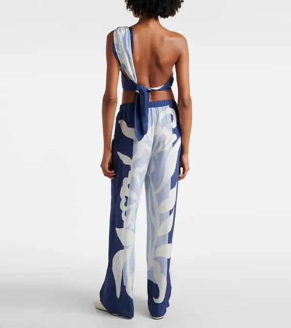 SIR. Sorrento Printed Wide-leg Pants - Blue