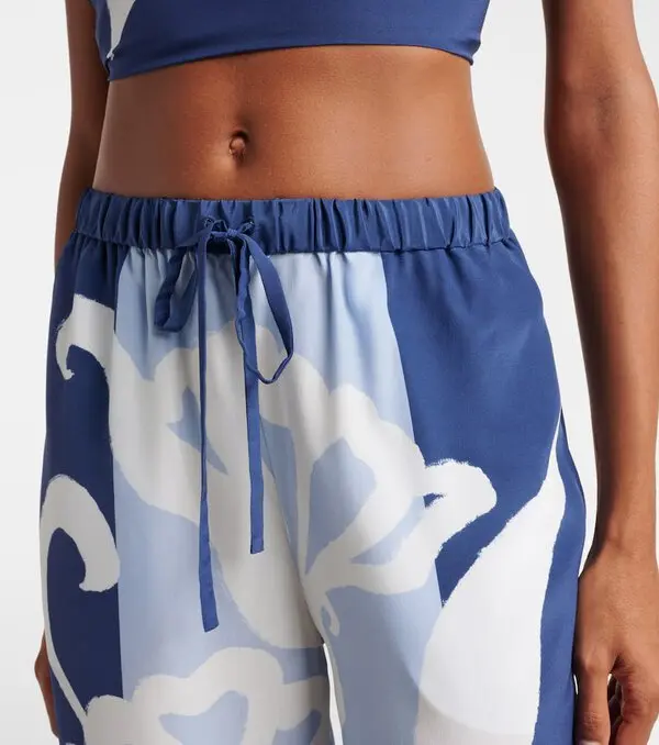 SIR. Sorrento Printed Wide-leg Pants - Blue