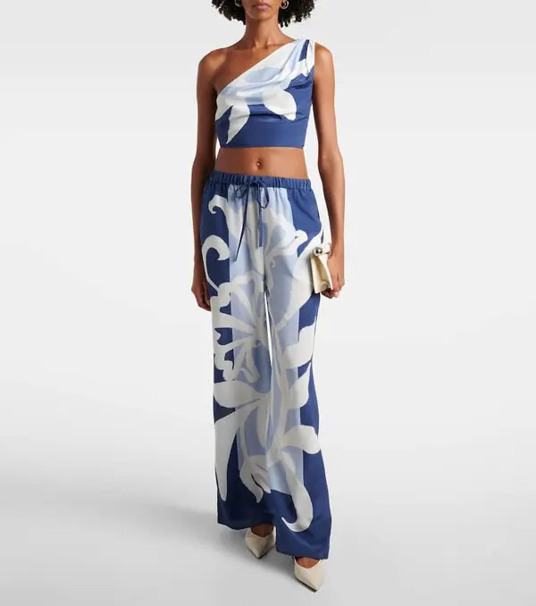 SIR. Sorrento Printed Wide-leg Pants - Blue