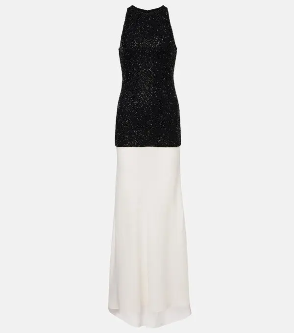 Staud Gabrielle Beaded Crepe Gown - Multicoloured
