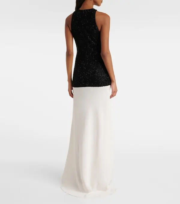 Staud Gabrielle Beaded Crepe Gown - Multicoloured