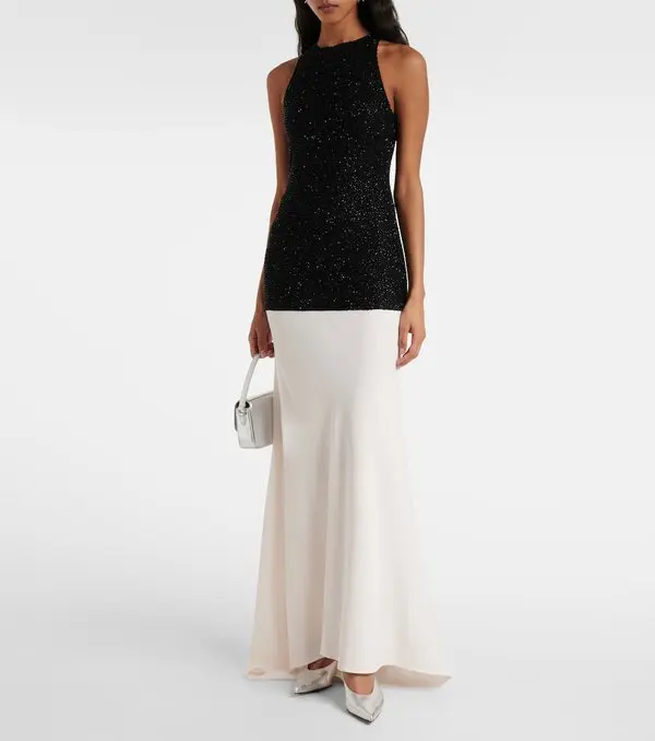 Staud Gabrielle Beaded Crepe Gown - Multicoloured