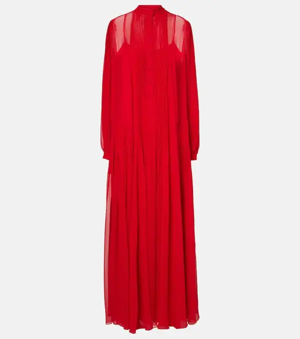 Costarellos Clarinda Pleated Maxi Dress - Red