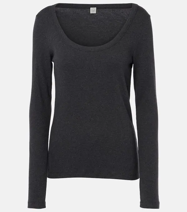 TOTEME Ribbed-knit Cotton-blend Jersey Top