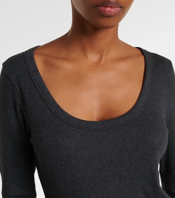 TOTEME Ribbed-knit Cotton-blend Jersey Top