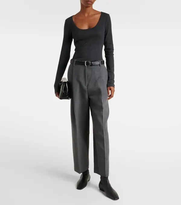 TOTEME Ribbed-knit Cotton-blend Jersey Top