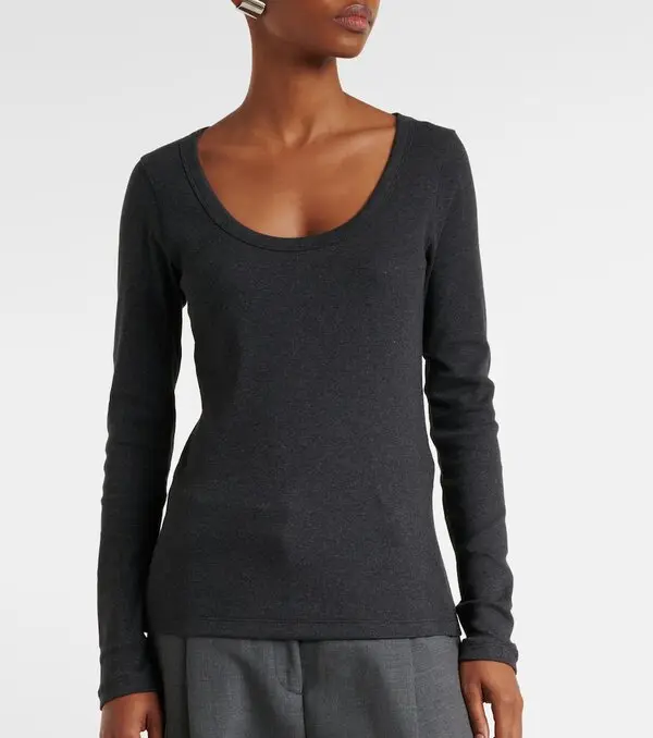 TOTEME Ribbed-knit Cotton-blend Jersey Top