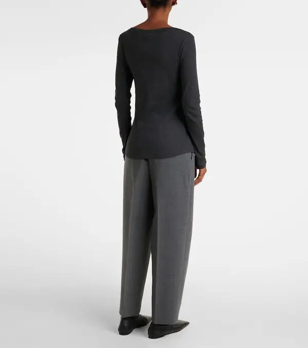 TOTEME Ribbed-knit Cotton-blend Jersey Top