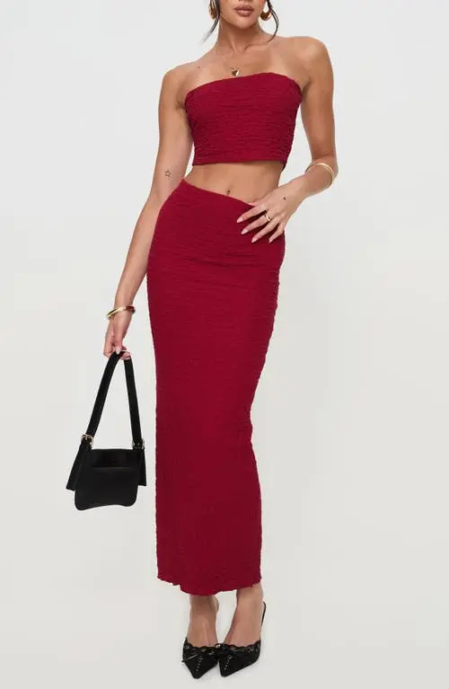 Princess Polly Martha Strapless Top & Maxi Skirt Set - Burgundy |  Editorialist