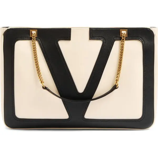 Valentino Garavani Viva Superstar Leather Shopper - White Multi