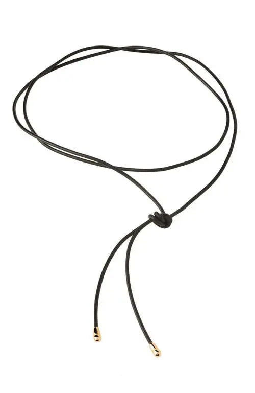 PDPAOLA Dana Leather Bow Necklace - Black