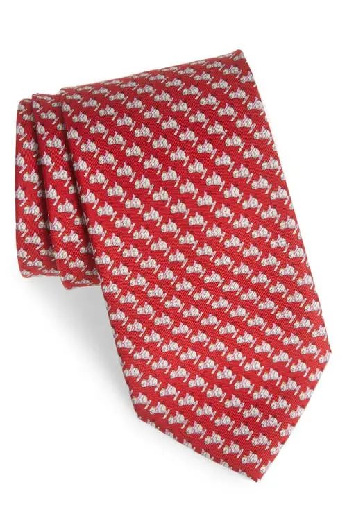 FERRAGAMO Zeno Ski Print Silk Tie - Rosso