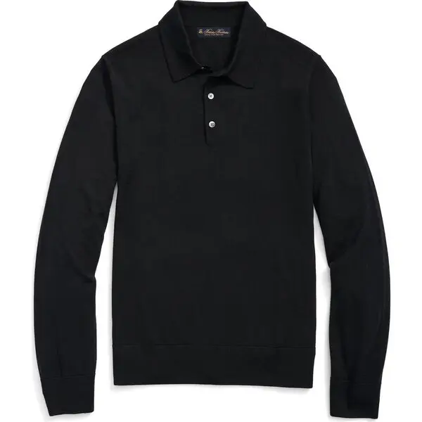Brooks Brothers Long Sleeve Merino Wool Polo - Black