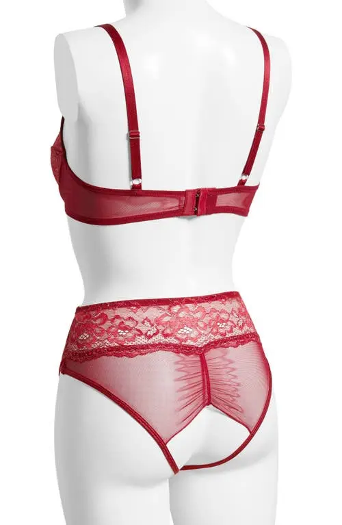COQUETTE Lace Underwire Bra & Crotchless Garter Panty Set