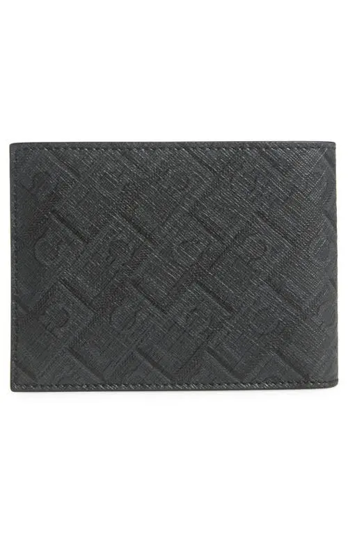 FERRAGAMO Monogram Coated Canvas Bifold Wallet - Nero/ Grigio