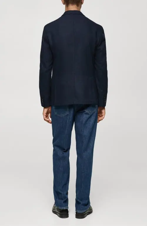 Mango Slim-fit Micro Houndstooth Wool-blend Sport Coat