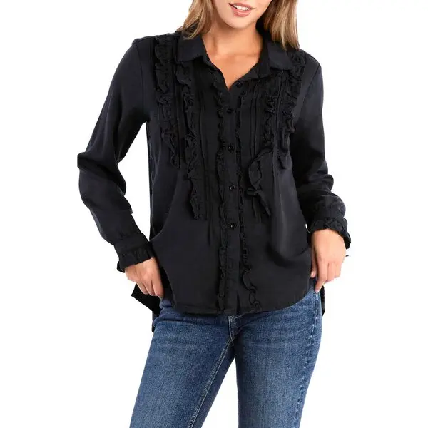 BILLY T Ruffle Tuxedo Shirt - Ink