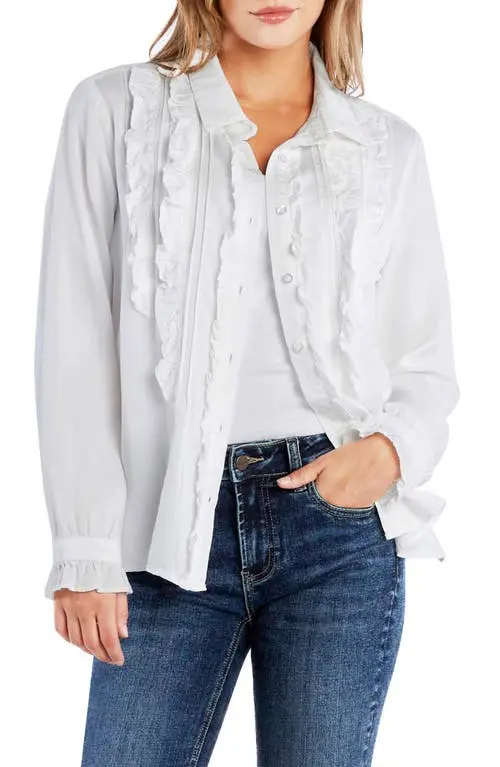 BILLY T Ruffle Tuxedo Shirt - White