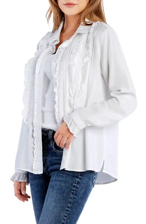 BILLY T Ruffle Tuxedo Shirt - White