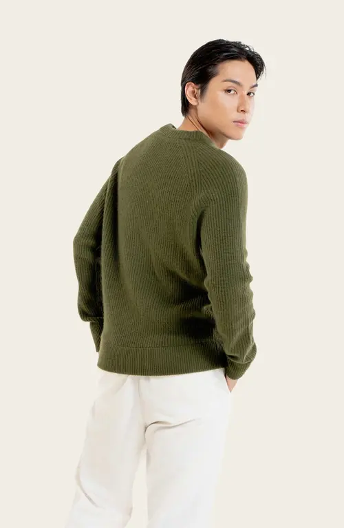 ITALIC Aidan Chunky Cashmere Crewneck Sweater - Olive