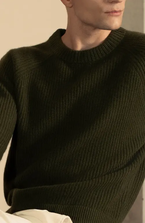 ITALIC Aidan Chunky Cashmere Crewneck Sweater - Olive
