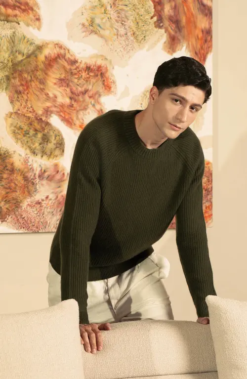 ITALIC Aidan Chunky Cashmere Crewneck Sweater - Olive