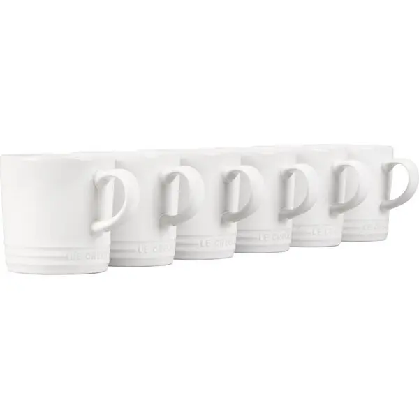 LE CREUSET Set Of 6 12-ounce Stoneware Mugs - White