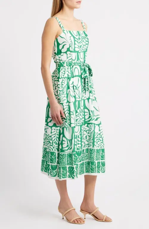 Julia Jordan Printed Midi Dress - Green White