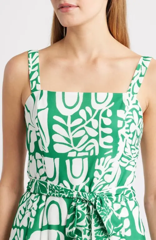 Julia Jordan Printed Midi Dress - Green White