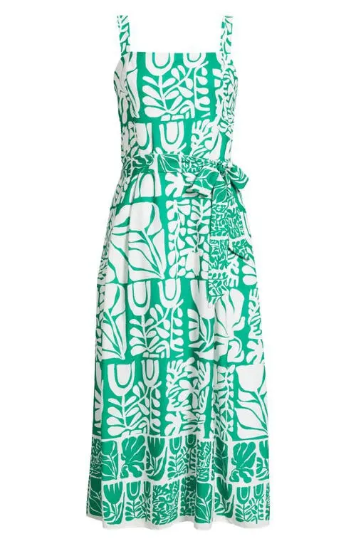 Julia Jordan Printed Midi Dress - Green White