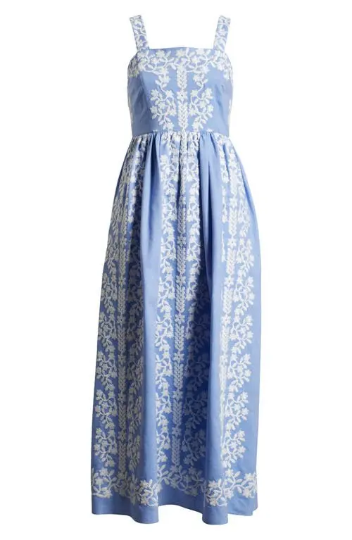 floral embroidered maxi dress julia jordan Printed Smocked Midi Dress – JULIA JORDAN main image 1